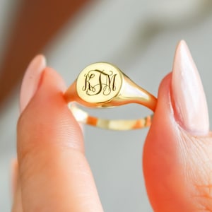 Signet Ring,custom Initial Ring,personalized Signet Ring,letter Ring,14k Gold Signet Ring,gold ...