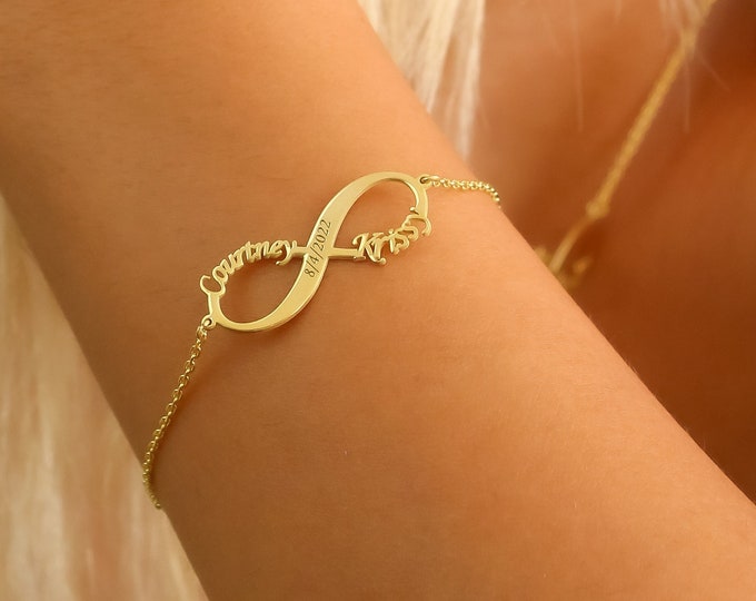 Personalized Name Bracelet Infinity Symbol Silver Custom Jewelry ...