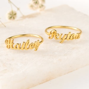 14K Solid Gold Name Ring,personalized Jewelry,custom Name Ring,stackable Name Ring,personalized ...