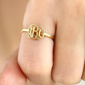 Personalized Initial Ring,dainty Monogram Ring,custom Letter Ring,gold Name Ring,personalized ...