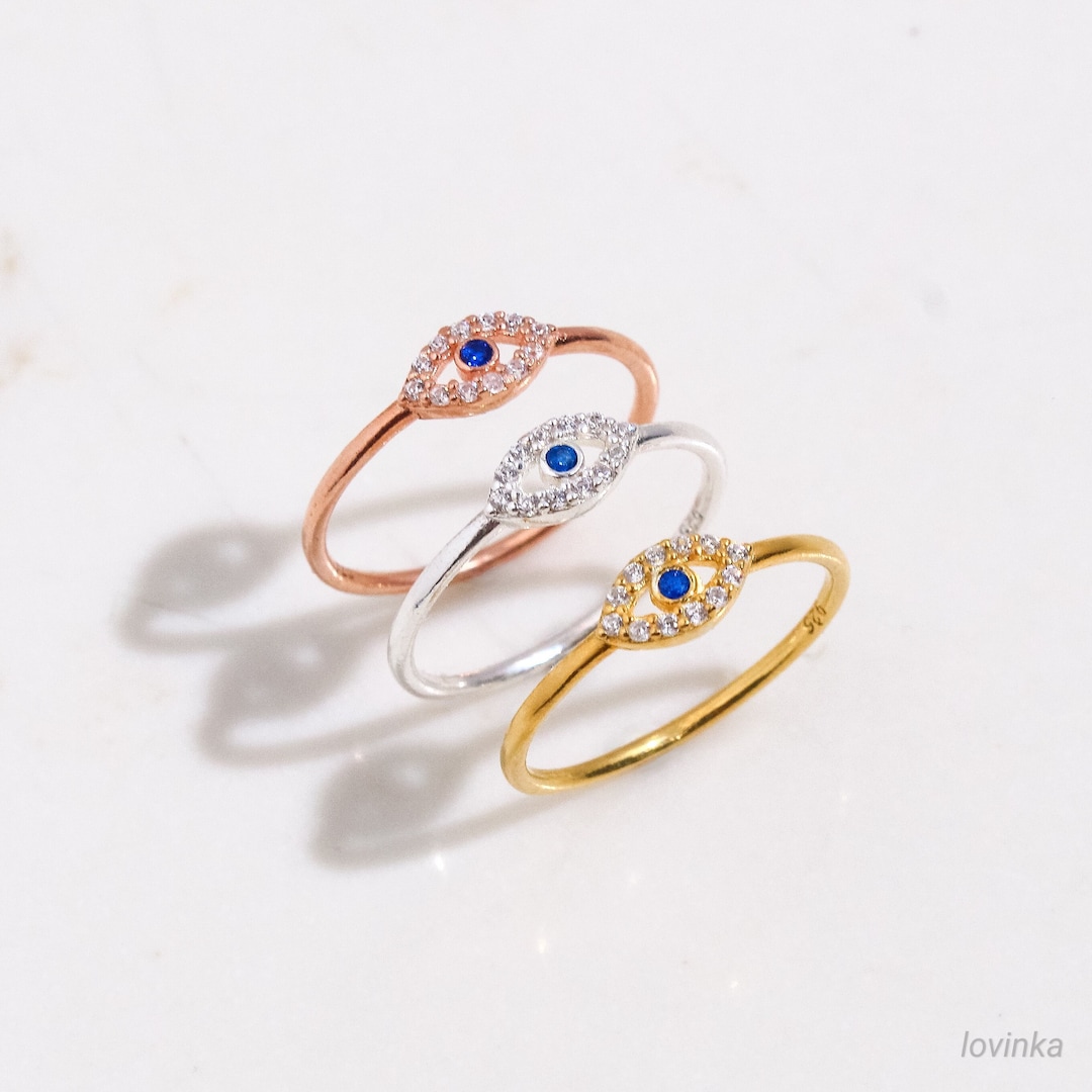 Dainty Evil Eye Ring,evil Eye Jewelry,stacking Ring, Minimalist Ring ...