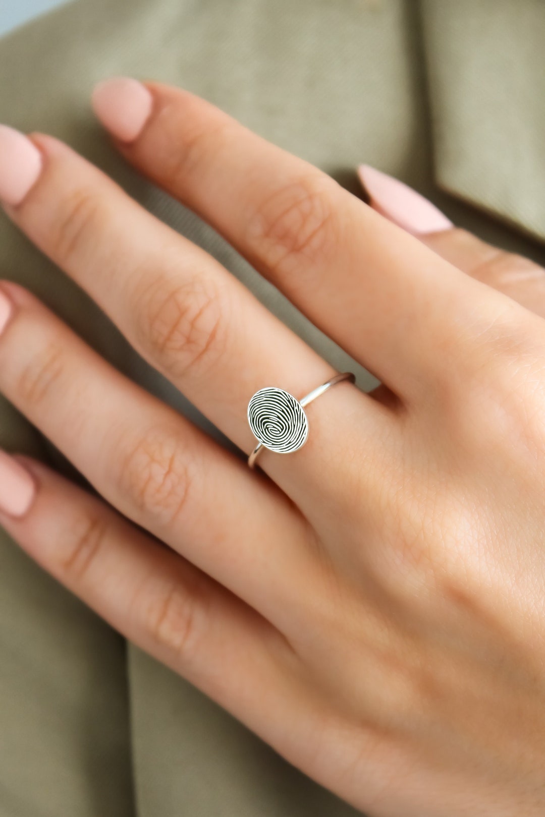 Sterling Silver Fingerprint Ring,personalized Fingerprint Jewelry ...