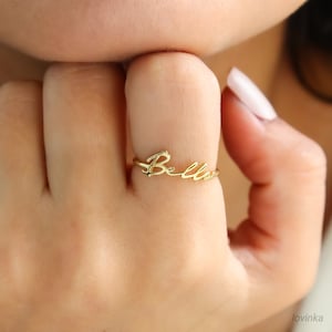 14K Gold Name Ring,custom Name Ring,personalized Ring,gift for New Mom ...