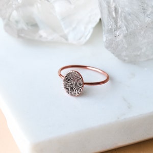 14K Solid Gold Fingerprint Ring,personalized Fingerprint Jewelry,custom ...