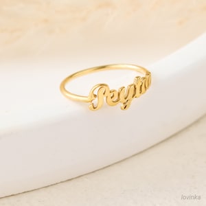 14K Solid Gold Name Ring,personalized Jewelry,custom Name Ring,stackable Name Ring,personalized ...