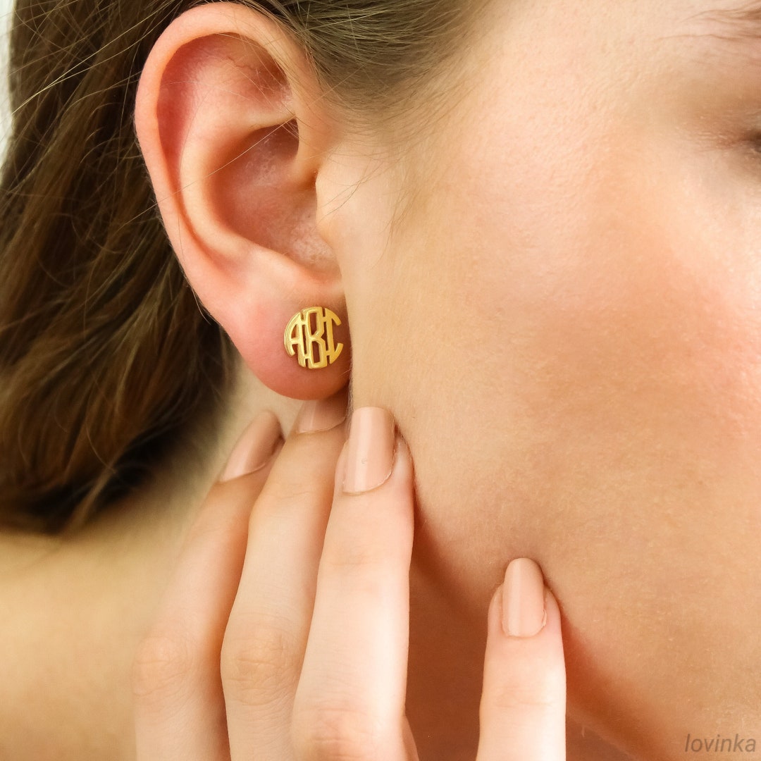 Personalized Initial Earrings,custom Letter Jewelry,monogram Studs ...