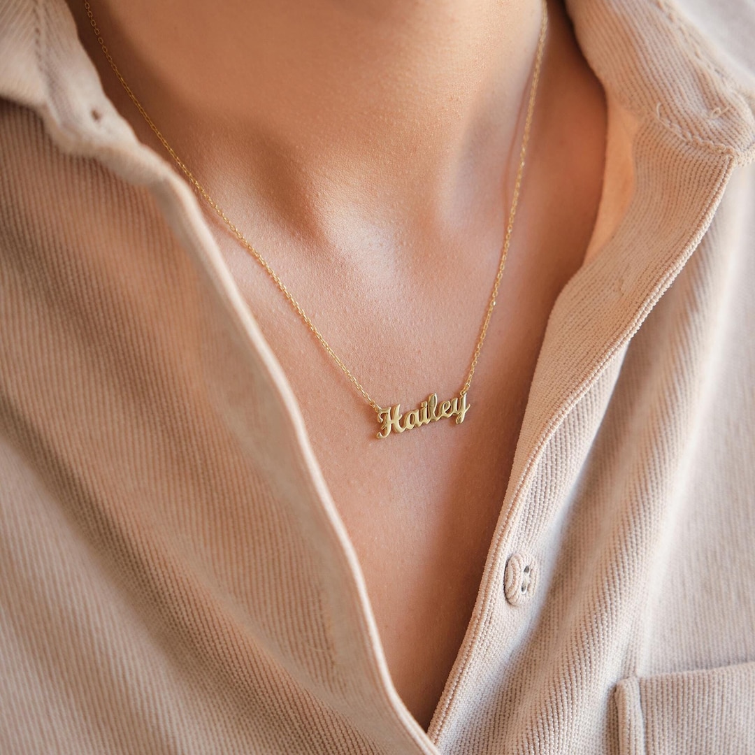 14K Solid Gold Personalized Name Necklace,custom Jewelry,gift for Her ...