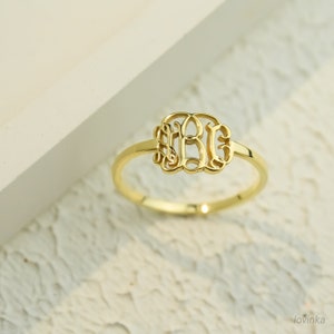 Personalized Initial Ring,dainty Monogram Ring,custom Letter Ring,gold Name Ring,personalized ...
