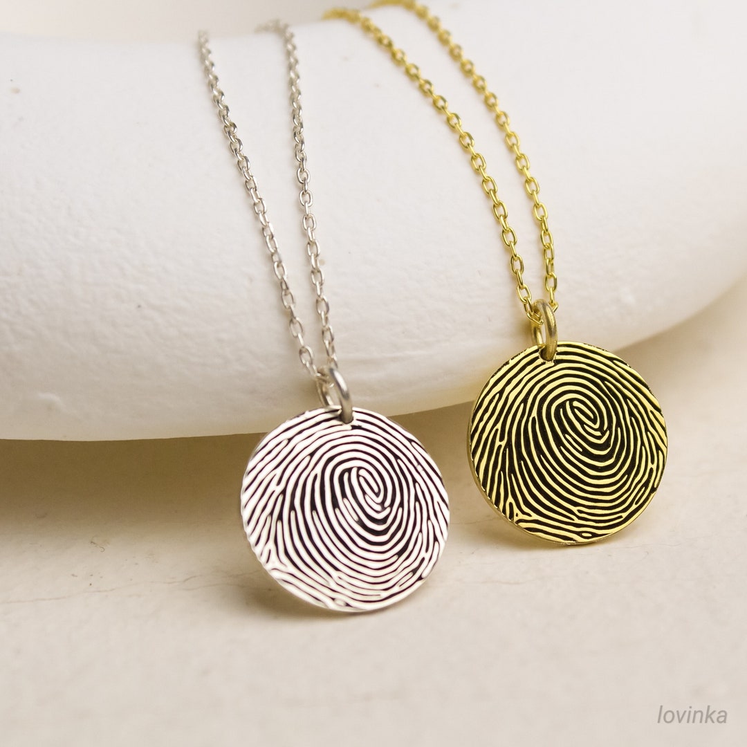 Sterling Silver Fingerprint Necklace, Fingerprint Jewelry,memorial ... Sterling Silver Fingerprint Necklace, Fingerprint Jewelry,memorial ...
