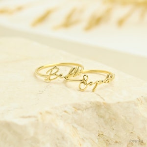 14K Gold Name Ring,custom Name Ring,personalized Ring,gift for New Mom ...