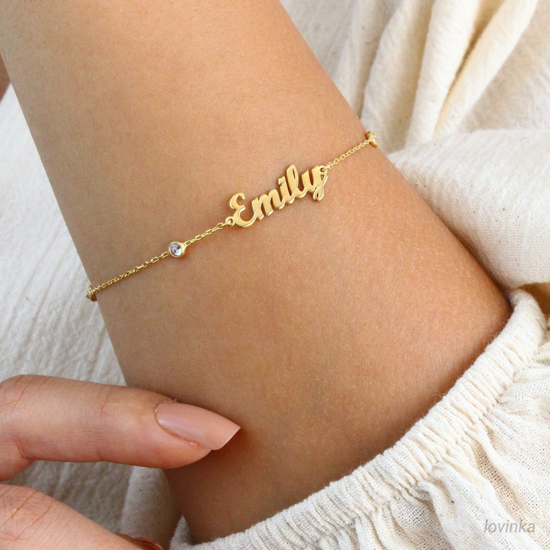 14k Gold Diamond Name Bracelet personalized Bracelet dainty Minimalist Bracelet perfect for Everyday Wear gift for Her lvk39 Etsy