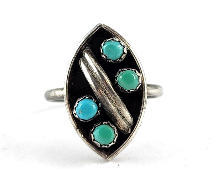 Vintage Old Pawn Zuni Silver Turquoise Snake Eye Ring - Native American ...