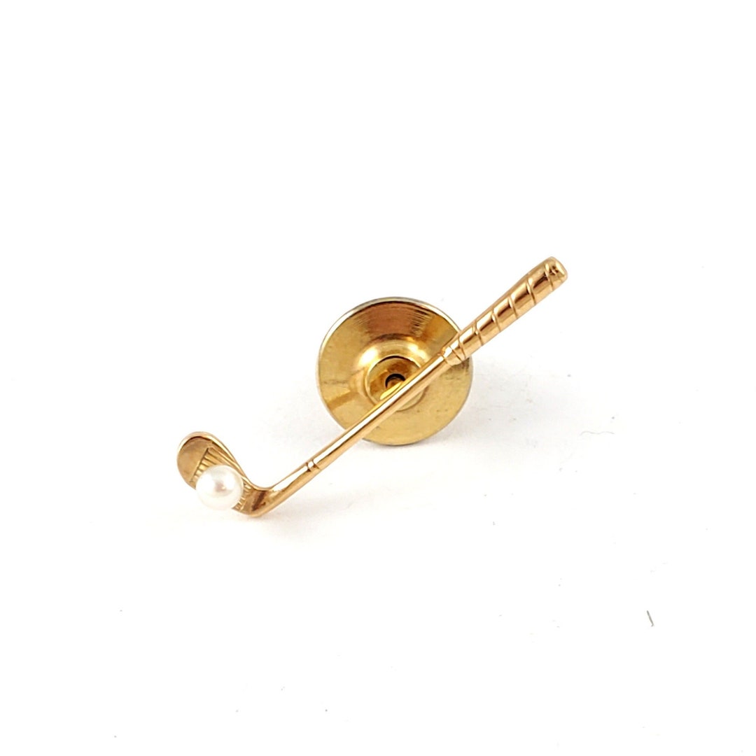Antique 14K Gold Golf Club Hat Pin With Cultured Pearl - 14K Gold Pin ...