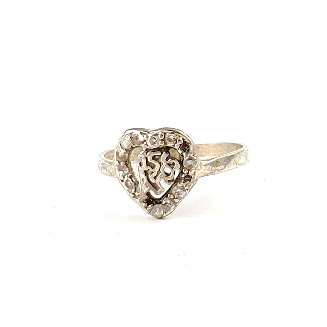 Vintage Sterling Silver Faux Diamond Quinceanera Ring - Sweet 15 Ring ...