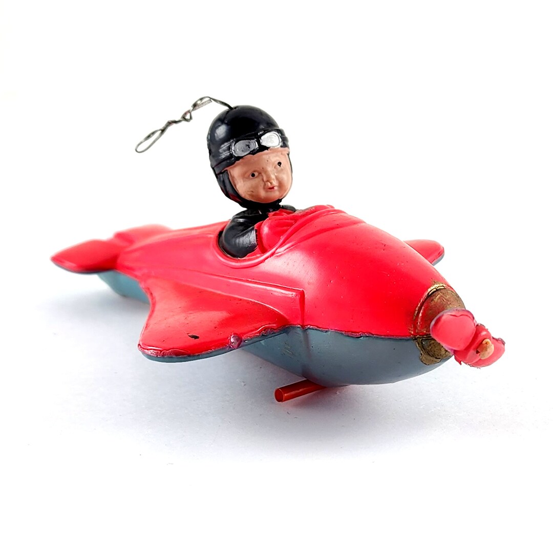 RARE Vintage Red Airplane Pilot Celluloid Toy - Made in Japan - Etsy