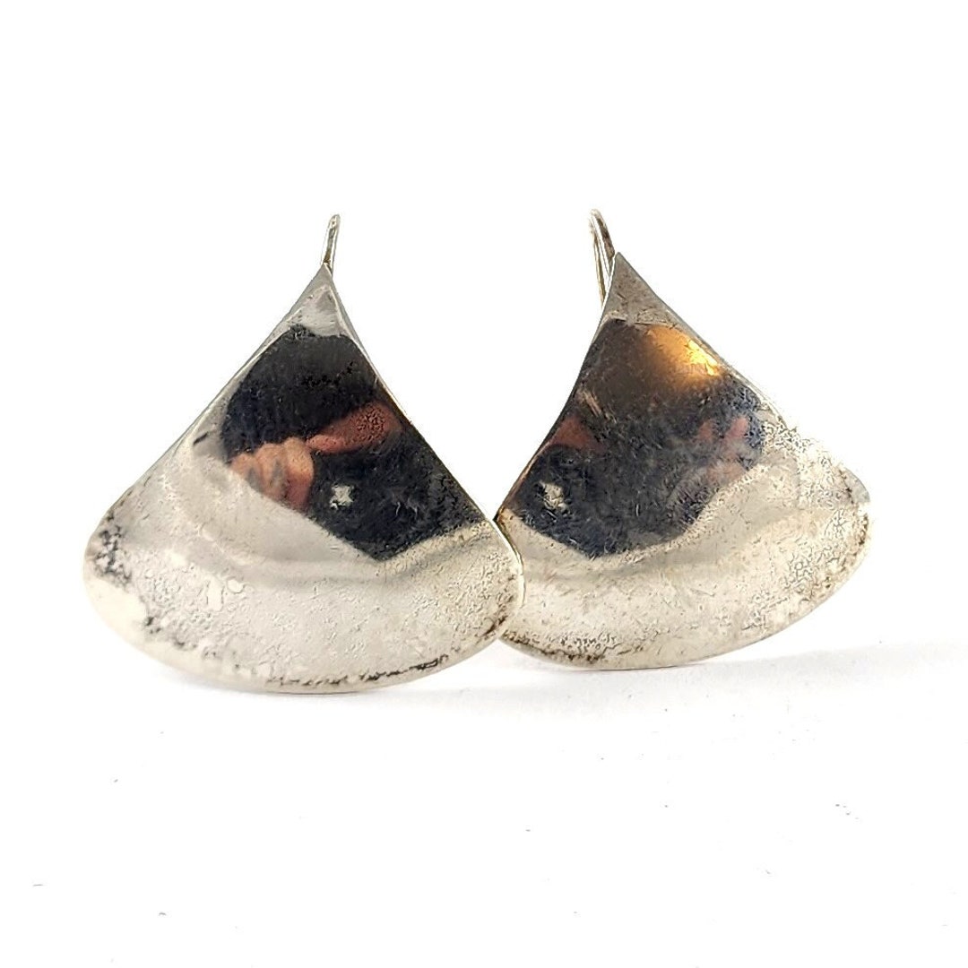 Vintage Artisan Sterling Silver Triangle Wire Dangle Earrings - Etsy