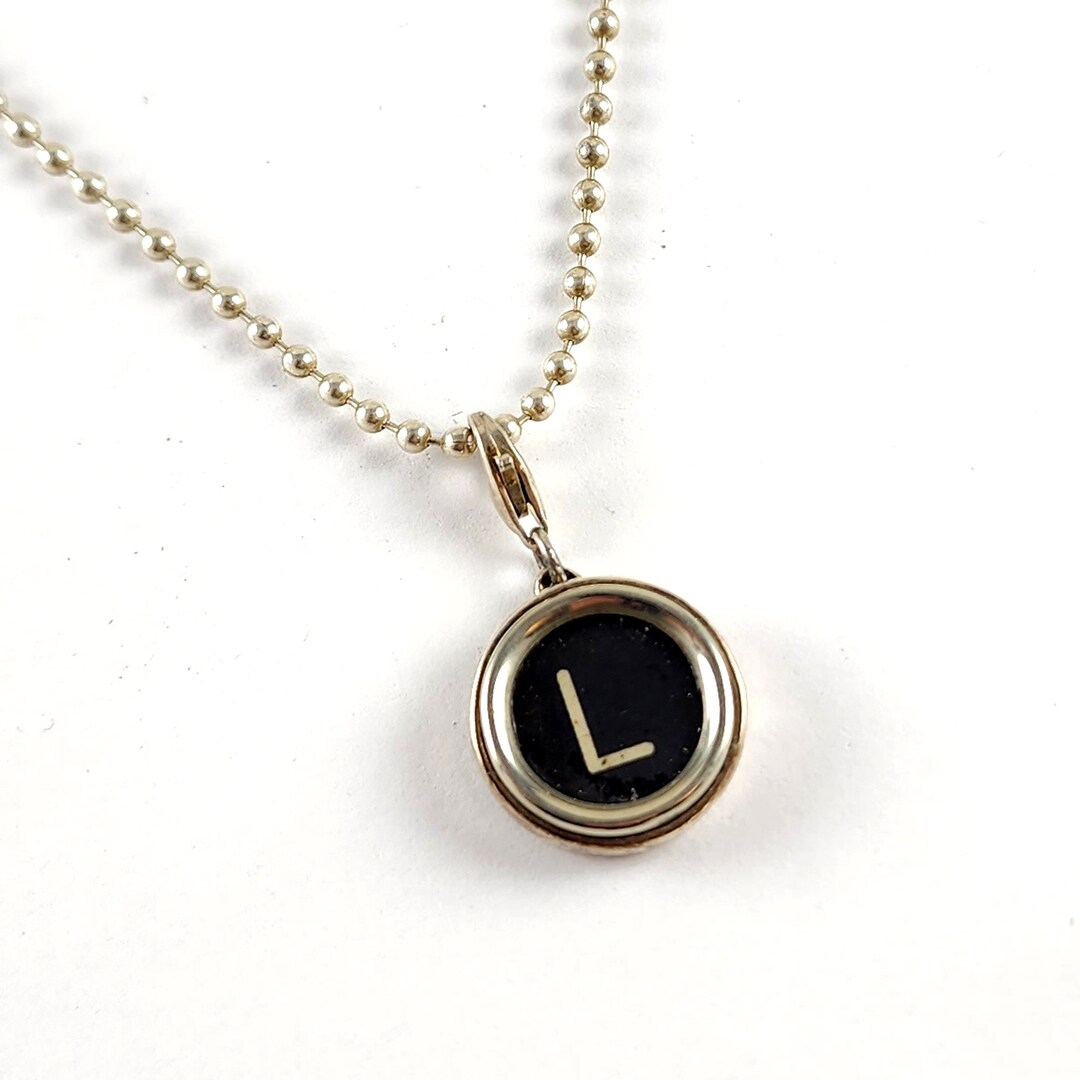 Sterling Silver Vintage L Typewriter Key Necklace Pendant - 18 ...