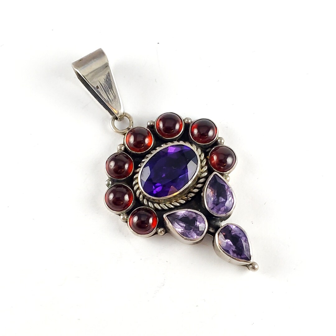 Vintage Sterling Silver Bea Tom Cluster Necklace Pendant - Native ...