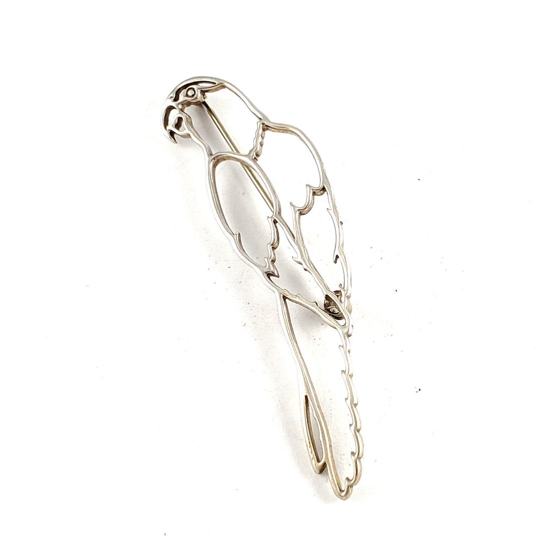 Vintage Sterling Silver Negative Space Outline Parrot Bird Brooch Pin ...