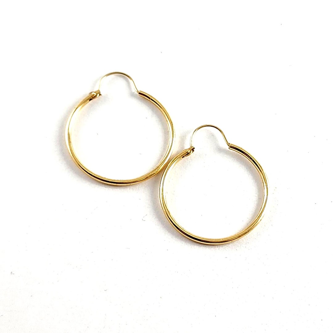Vintage 14K Gold Hoop Earrings - 14K Gold Earrings - 3/4" Hoop - Etsy
