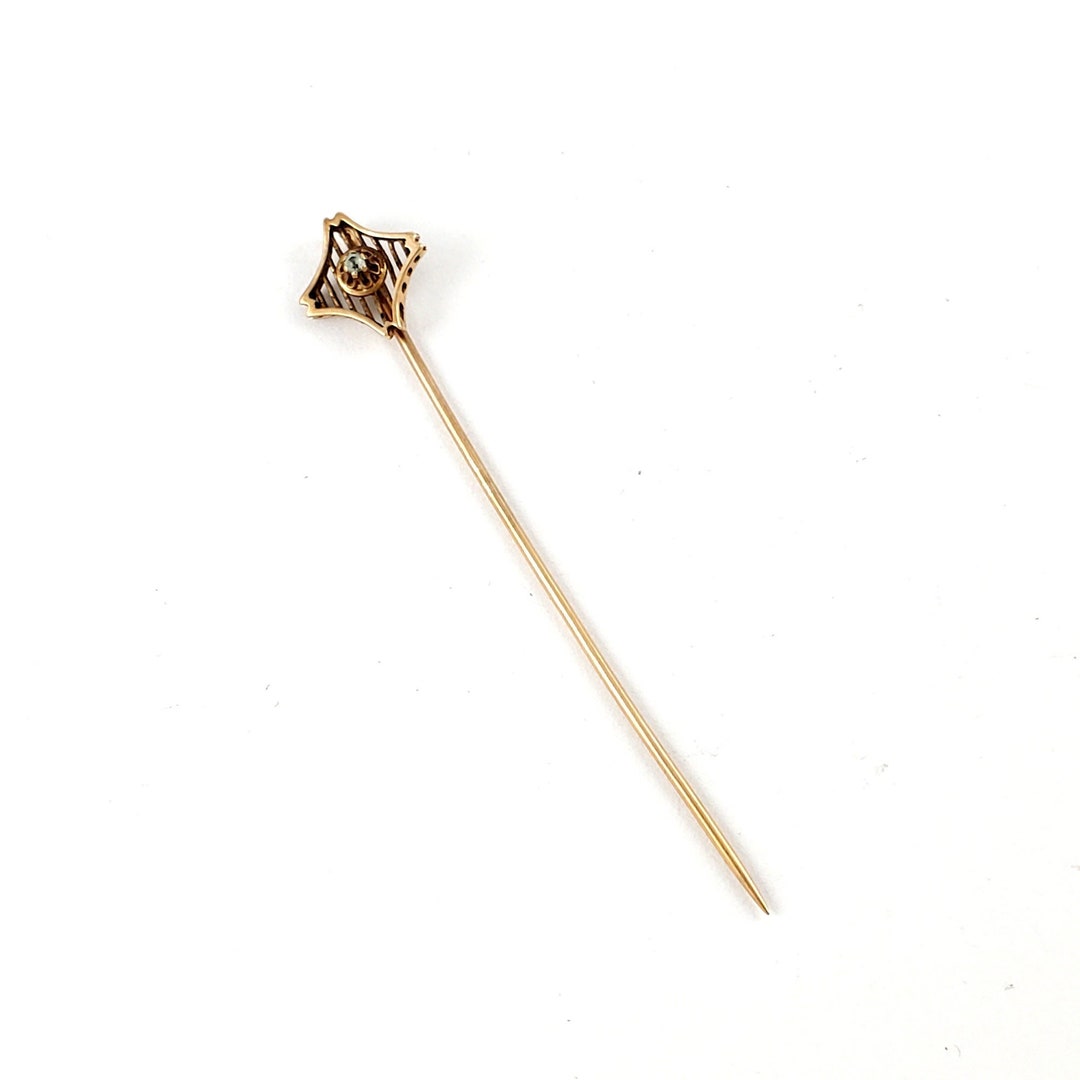 Antique 10K Gold Hat Pin With Blue Gemstone - 10K Gold Stick Pin ...
