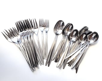 Vintage Silverware Set Retro 1970s Mid Century Modern 16 Pieces Silver ...