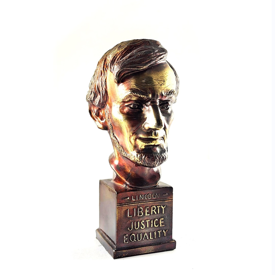 Vintage Abraham Lincoln Metal Bust Statue Figurine - 6" Tall - Copper ...