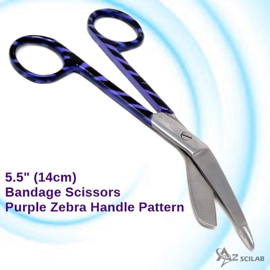 Purple & Black Zebra Handle Pattern Bandage Scissors 5.5 14cm for ...