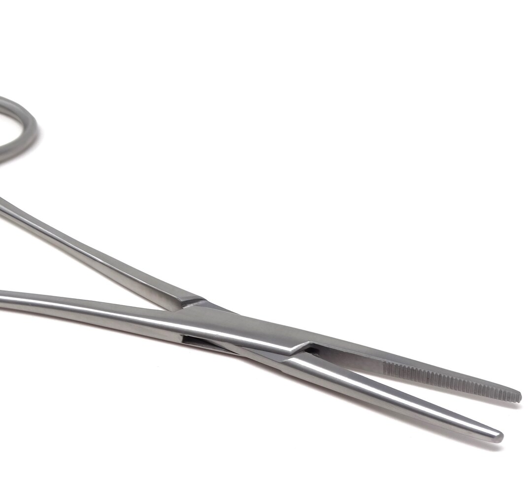 Stainless Steel Hemostat Forceps 6.25" Straight Half Serrated Jaws Hand ...