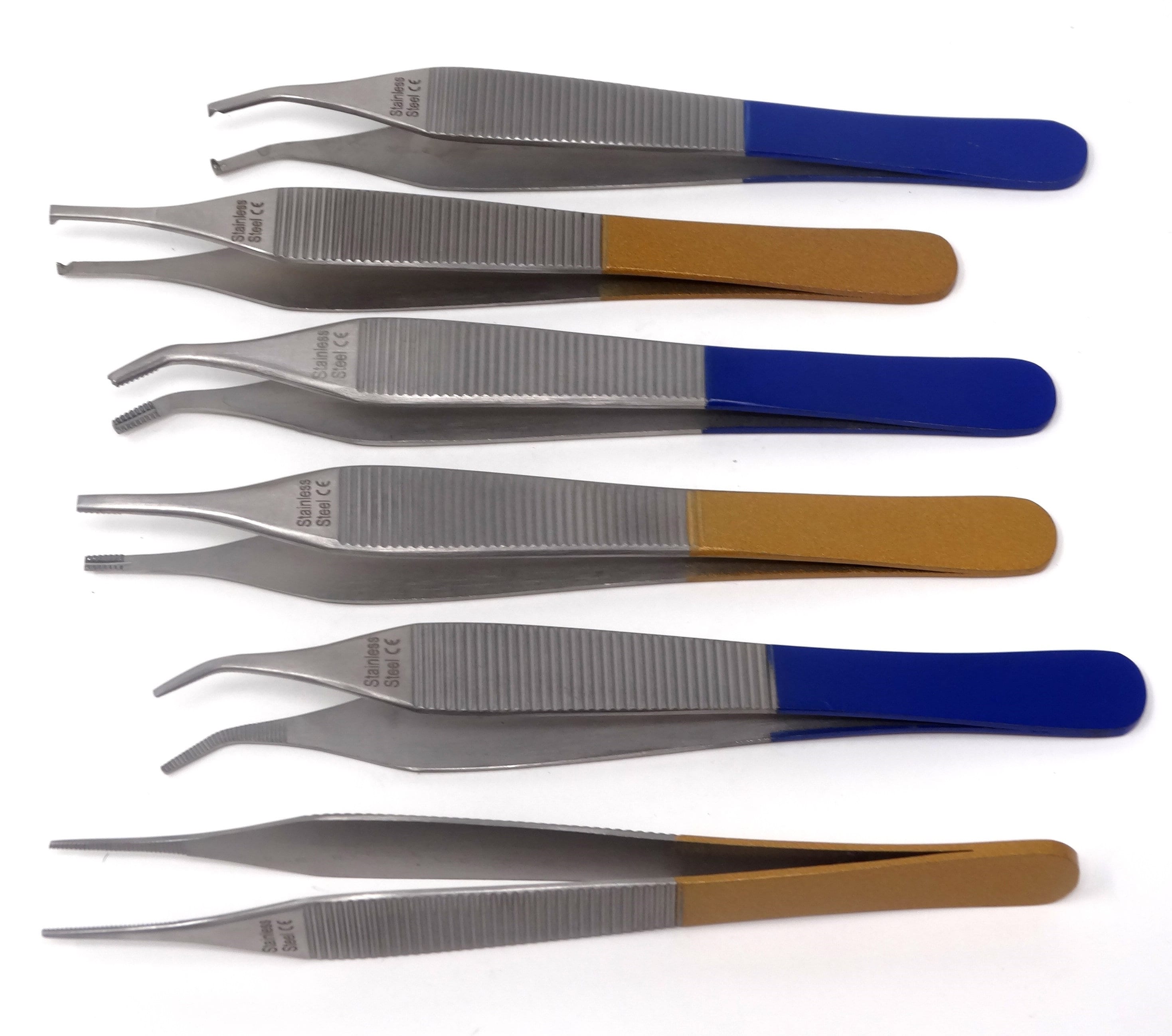 Basic Tweezers Set Stainless Steel Lab Tweezers 6pcs Assorted Forceps ...