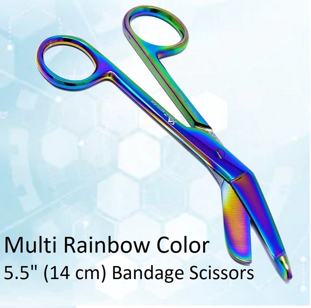 Multi Titanium Rainbow Color Bandage Scissors for Medical Students, Vet ...