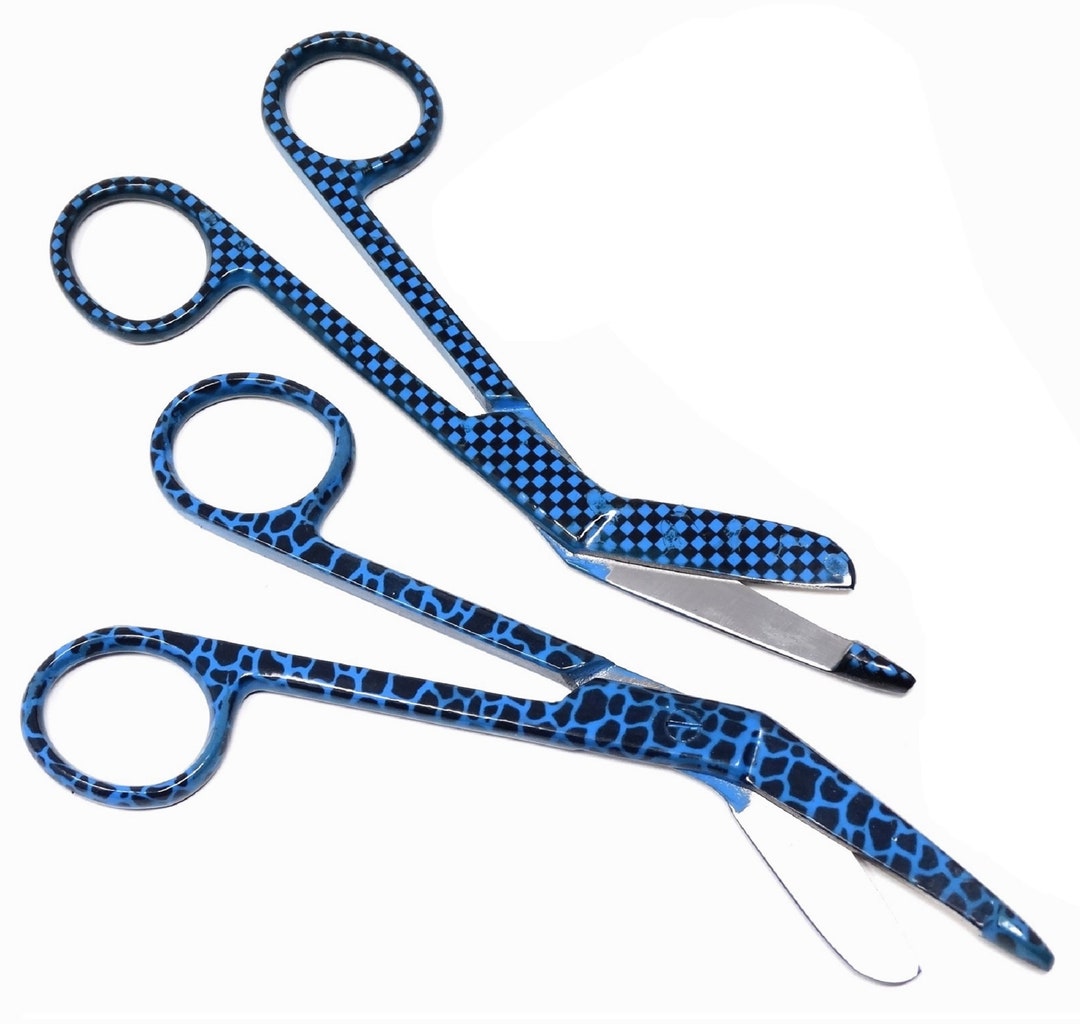 Nurse Appreciation Set of 2 Teal Color Pattern Bandage Scissors 5.5 ...