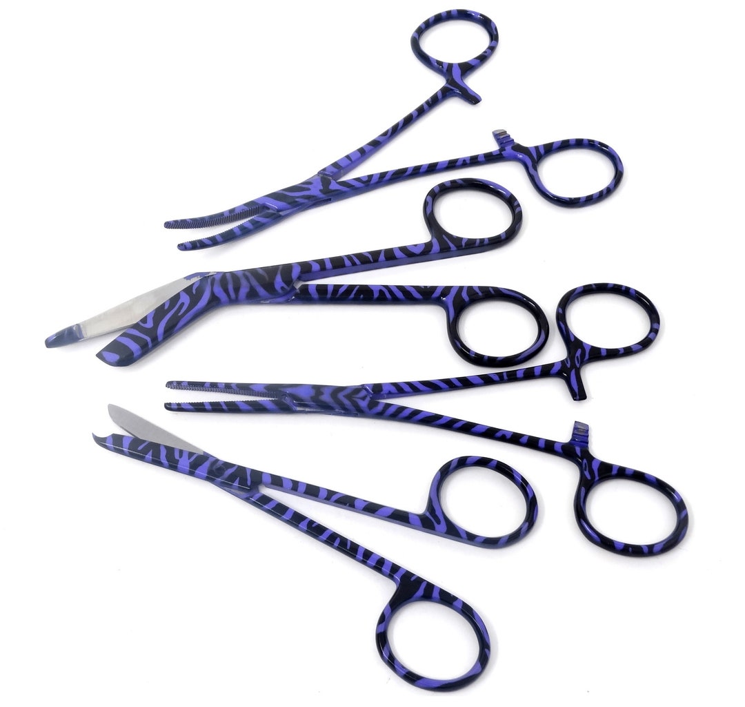 Vet Tech Instruments Pack of 4 Bandage Scissors + Hemostat Forceps ...