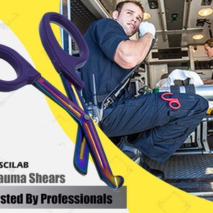Purple Handle Multicolor Blades 7.5" Trauma Shears Paramedics, ER ...