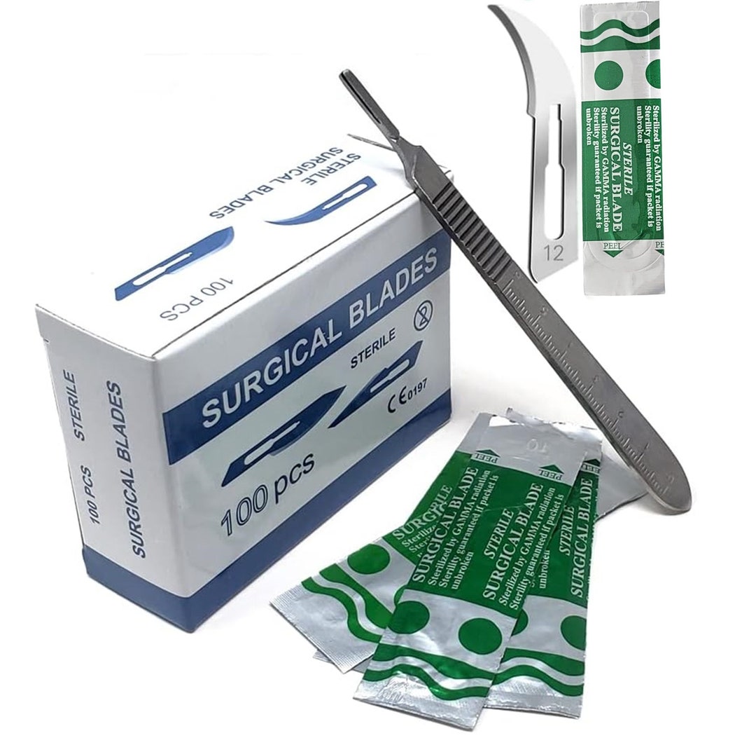 Precision Craft Knife Blades Set of 100 Blades #12 + Handle No.3 Wood ...
