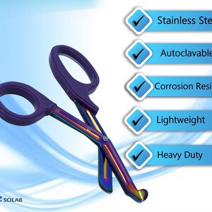 Purple Handle Multicolor Blades 7.5" Trauma Shears Paramedics, ER ...