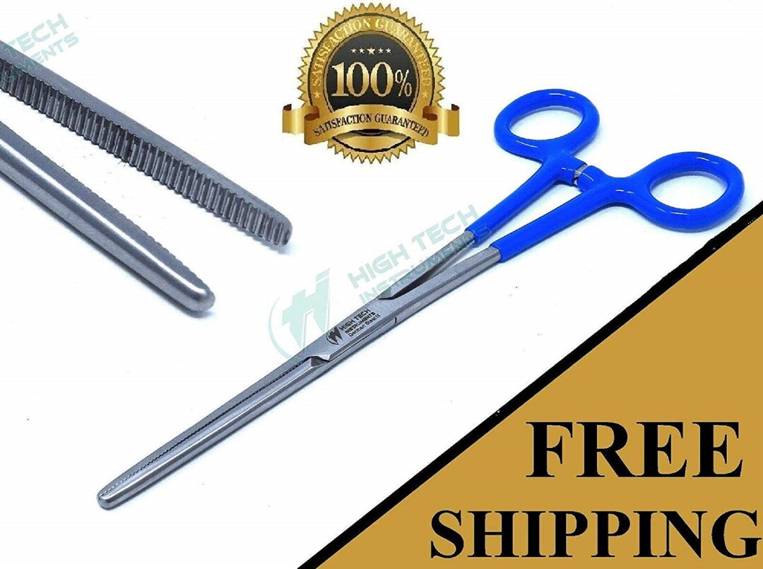 PVC Grip Blue Handle, Heavy Duty Hemostat Forceps Clamps 8" Straight ...