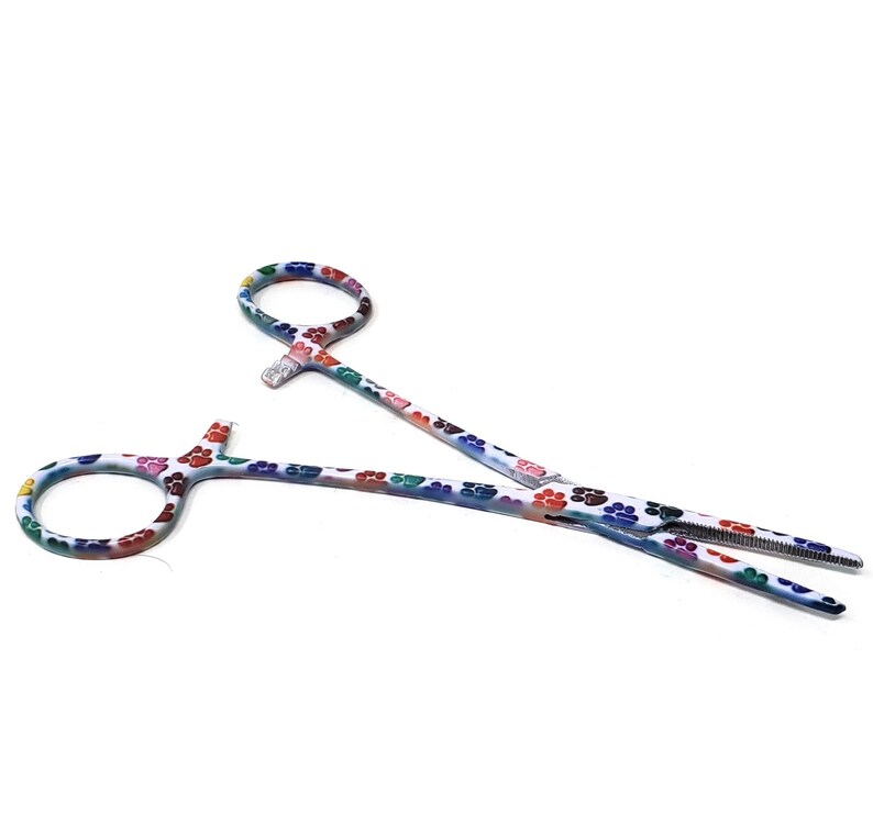 Small Dog Pet Print Locking Hemostat Forceps Stainless Steel 5.5 ...