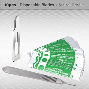 Pack of 10 15 Disposable Blades Scalpel Handle No.3 for Multi Media ...