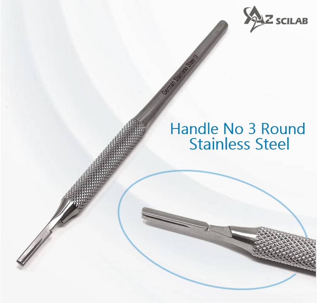 No.3 Round Scalpel Handle, Stainless Steel (fits Size 9-16 Scalpel ...