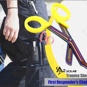 EMT Supplies Stainless Steel Scissors Yellow Handle Multi Rainbow Color ...