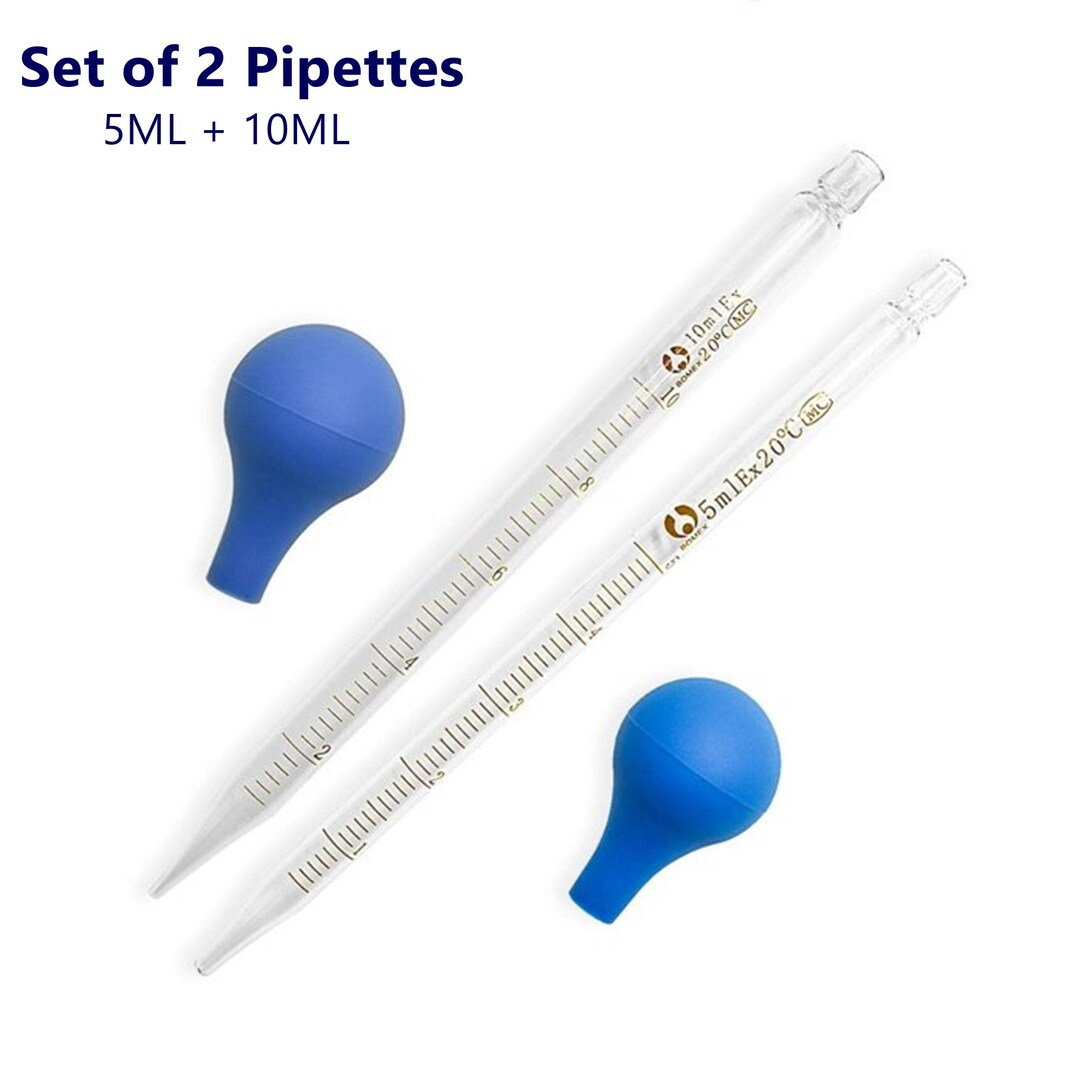 Glass Pipette Droppers With Graduated Markings Removable Suction Bulb ...