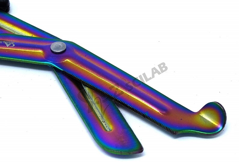 Pink Handle Multicolor Blades 7.5" Trauma Shears ER Nurses, Paramedics ...