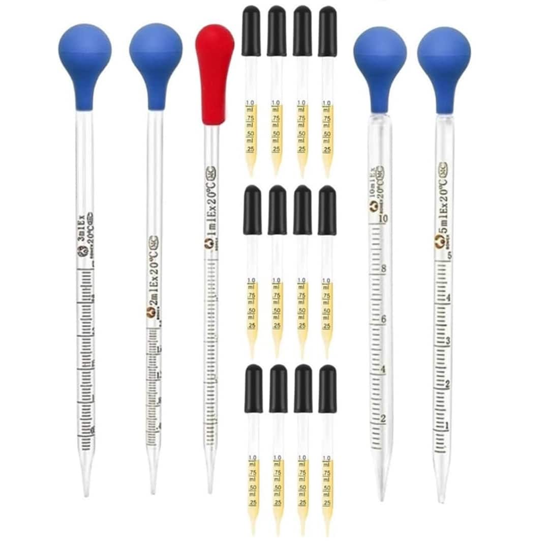 Reusable Glass Pipettes Set of 17 Pcs With Rubber Blubs Graduated ...