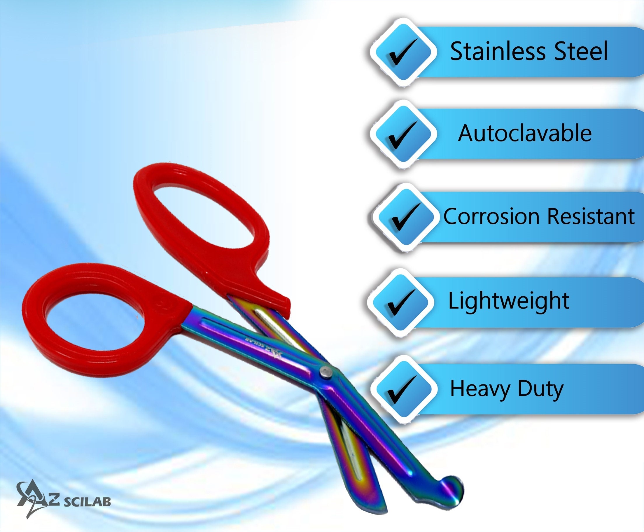 Pink Handle Multicolor Blades 7.5" Trauma Shears ER Nurses, Paramedics ...