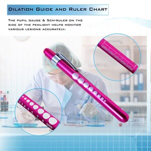 Pink Penlight + 4.5" Multi Rainbow Color Bandage Scissors for Nurses ...