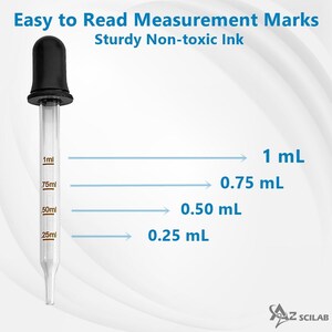 Clear Graduated Pipette Glass Droppers Set of 20 Pcs 1ml, Reusable ...