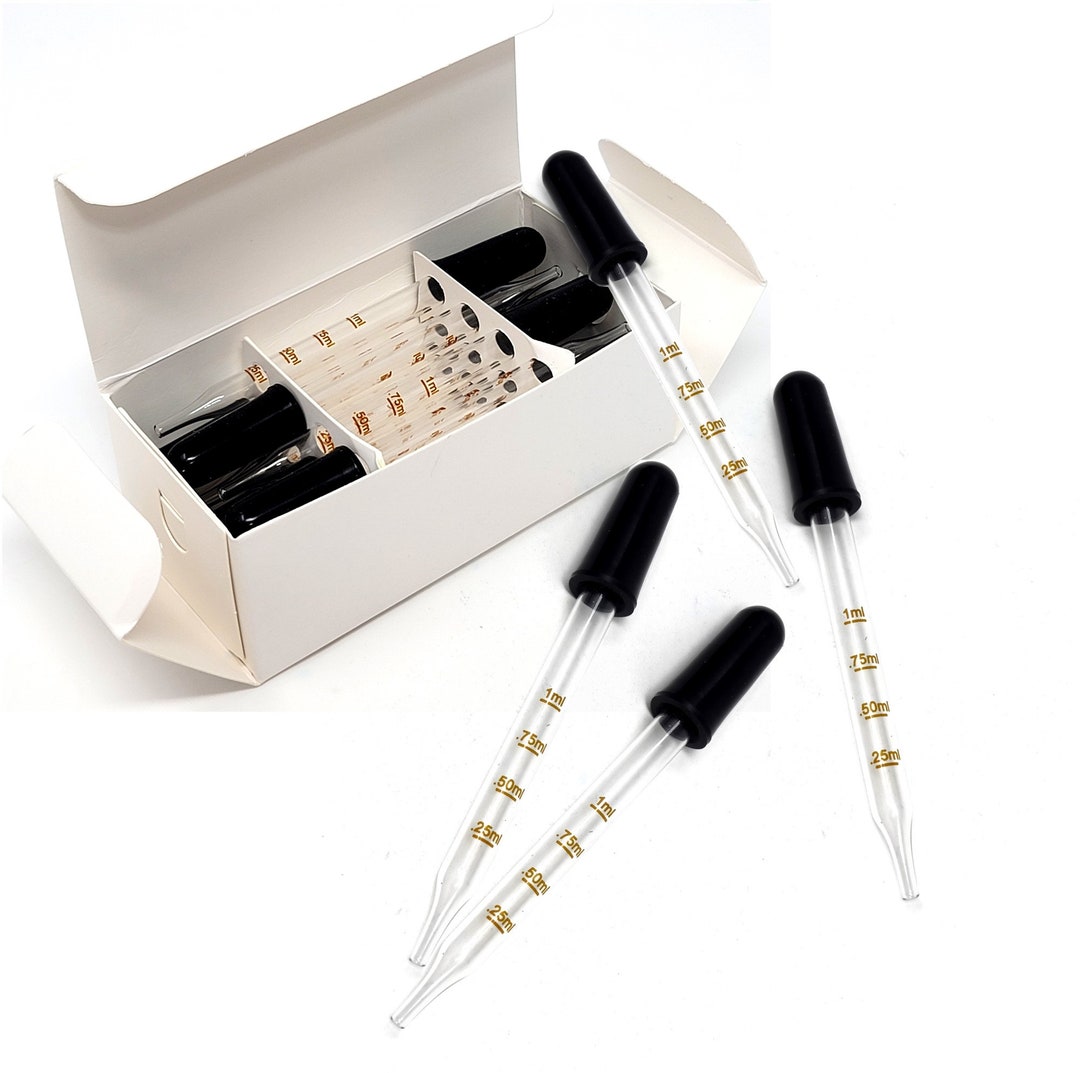 Graduated Glass Pipettes 4" Straight Tip Droppers Box of 12 Calibrated ...