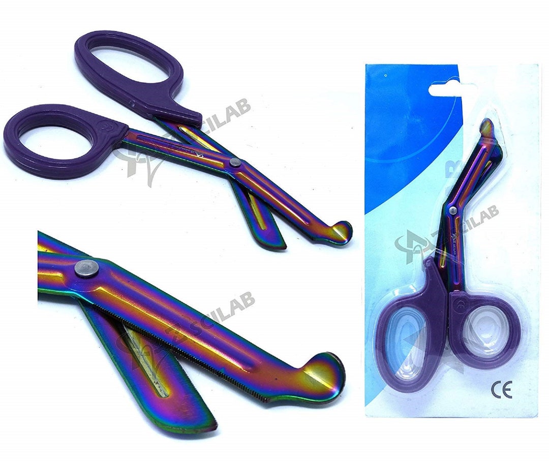 Purple Handle Multicolor Blades 7.5" Trauma Shears Paramedics, ER ...