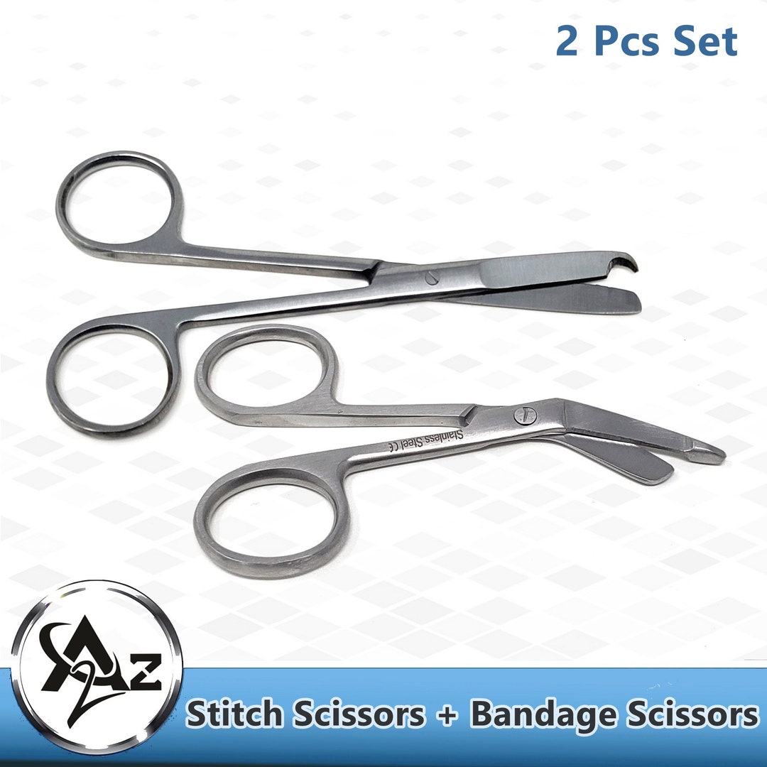 Small Shears for Vet Tech Nurse Bandage Scissors 3.5" + Stitch Scissors ...